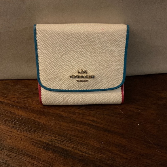 Coach | Accessories | Coach Trifold Wallet Rainbow Colorblock White ...